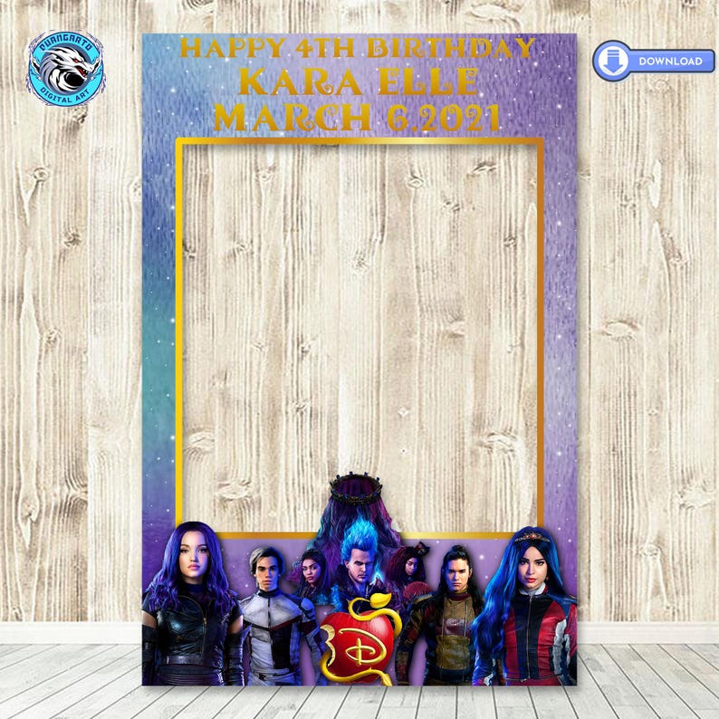 Descendants Birthday Photo Booth Frame: Custom Party Prop (digital ...