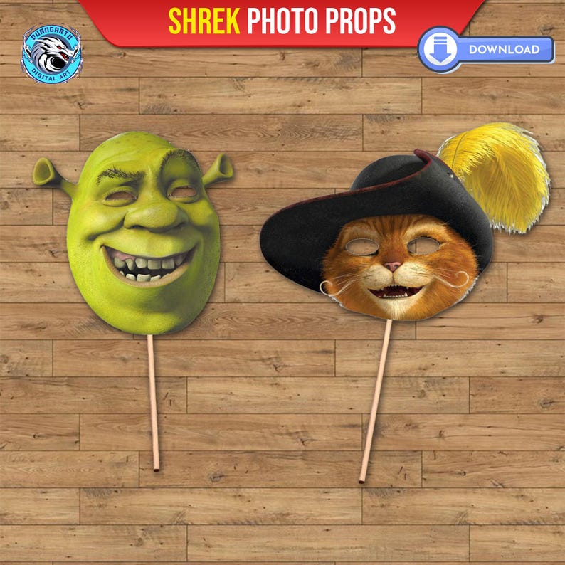 Shrek Photo Booth Props: Birthday Party Printables (digital Download ...