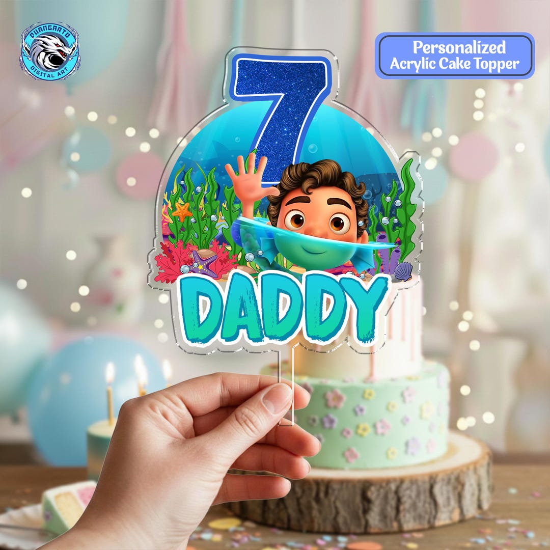 Personalized Luca Cake Topper, Underwater Ocean Acrylic Birthday Party ...