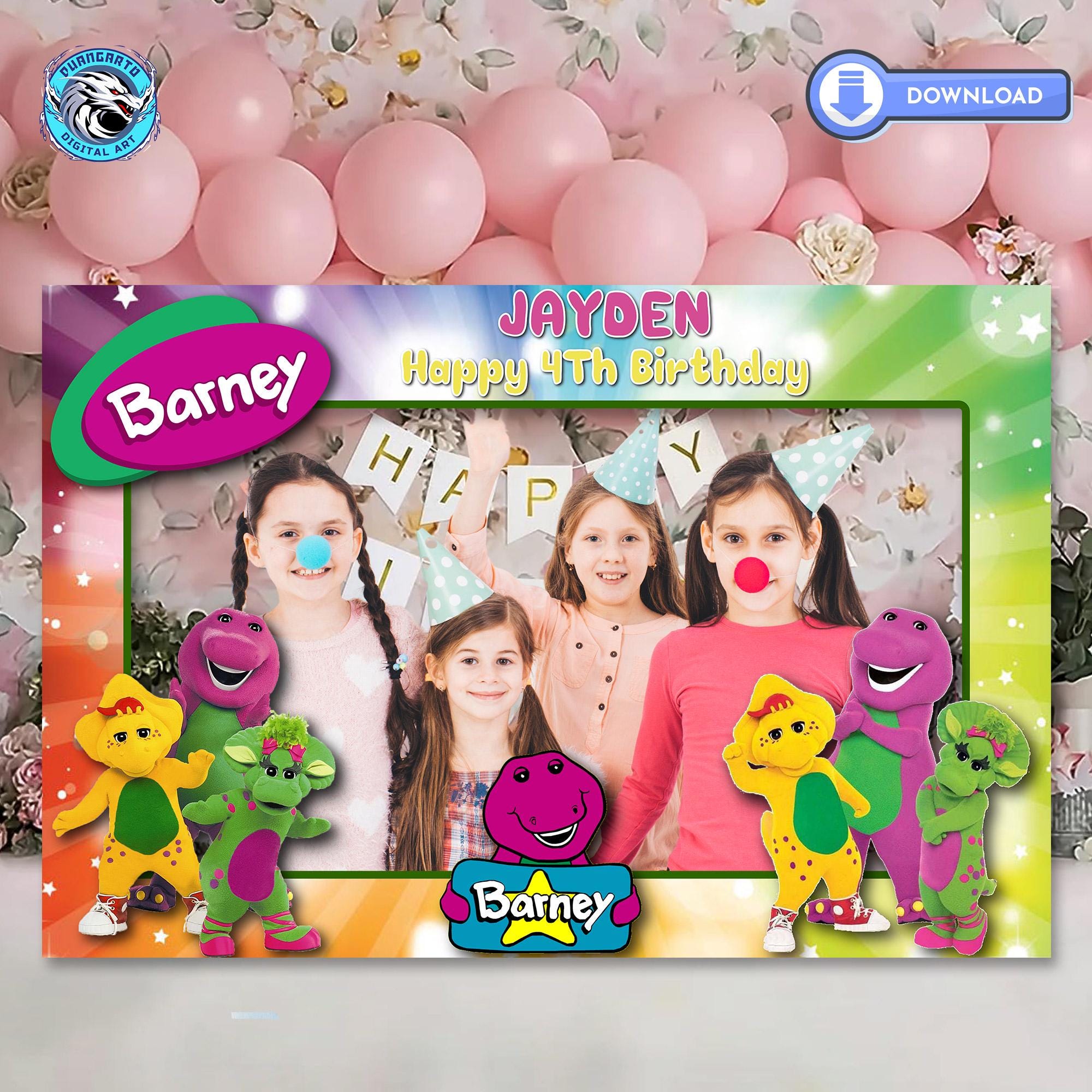 Printable Barney Dinosaur Birthday Photobooth Frame (digital Download ...