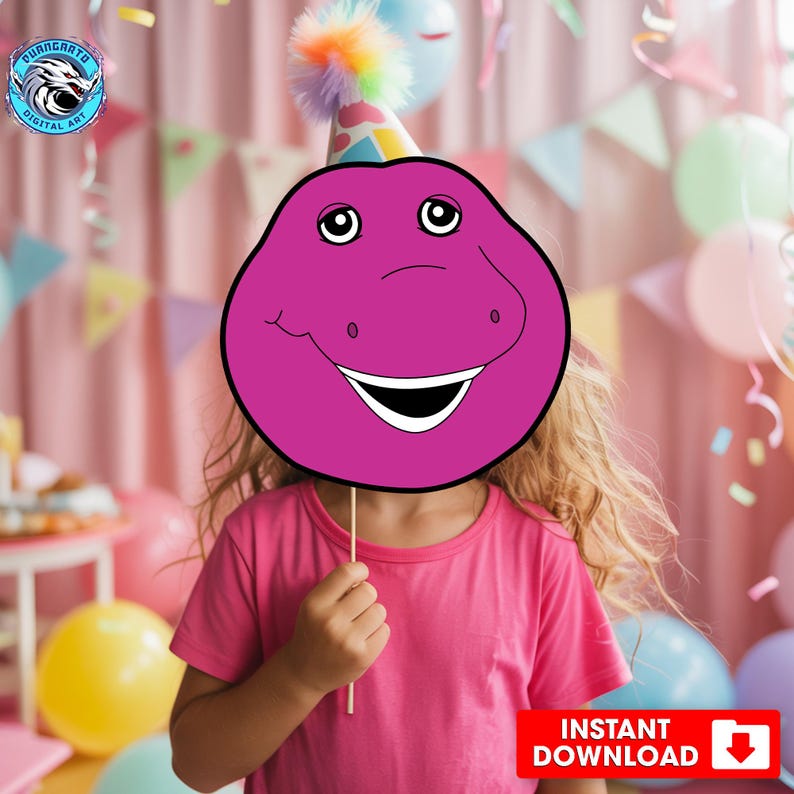 Printable Barney Photo Booth Props, Barney and Friends Birthday Decor ...