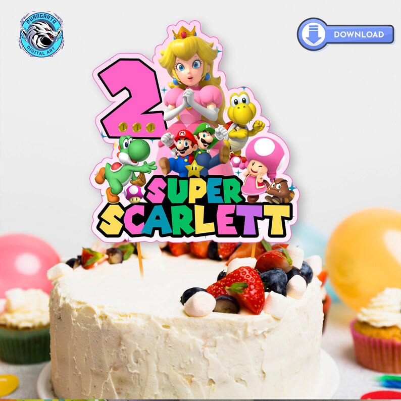 Printable Princess Peach Cake Topper, Custom Princess Birthday Decor ...