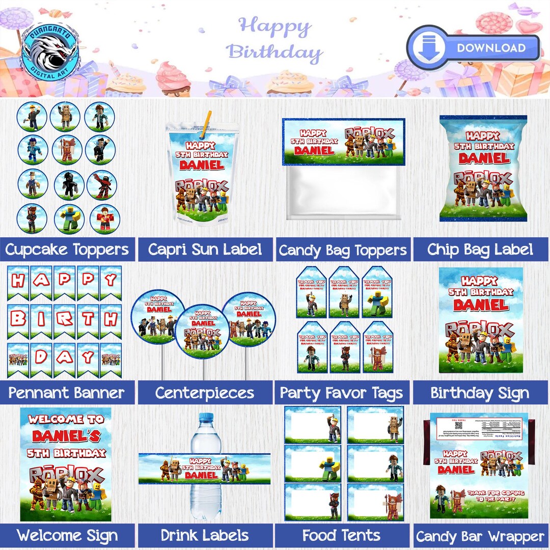 Boy Birthday Party Printable Bundles, Video Game Boy Birthday Decor Digital Download, Custom ...