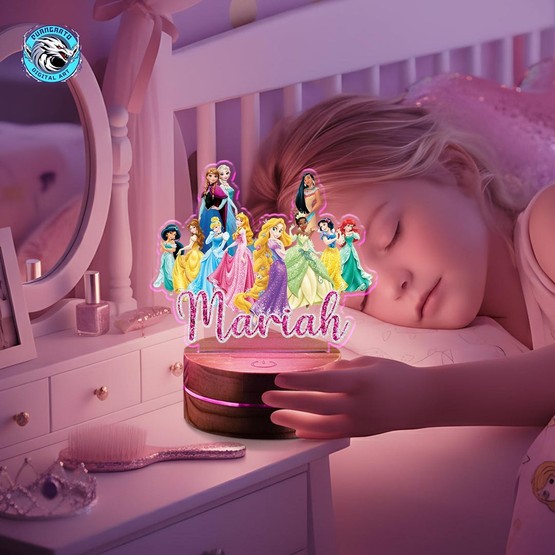 Personalized Princess Night Light, LED Acrylic Pink Girl Room Decor - Etsy