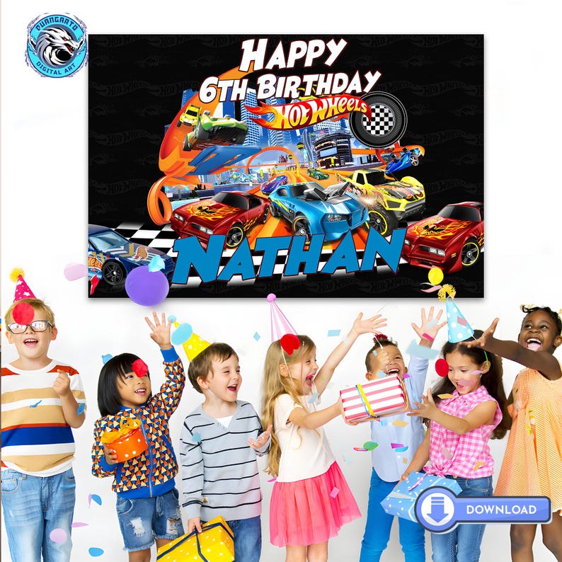 Printable Hot Wheels Backdrop Design, Race Car Birthday Decorations ...