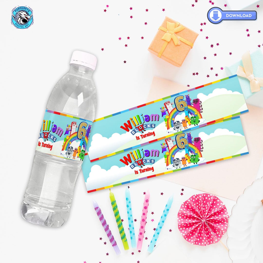 Printable Numberblocks Birthday Water Bottle Labels, Number Blocks ...