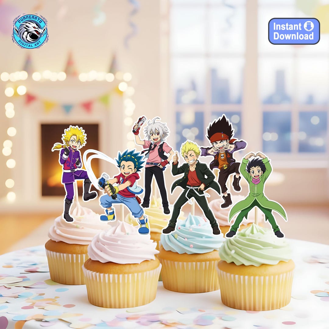 Beyblade Cupcake Toppers: Gamer Birthday Party Decor (digital Download ...