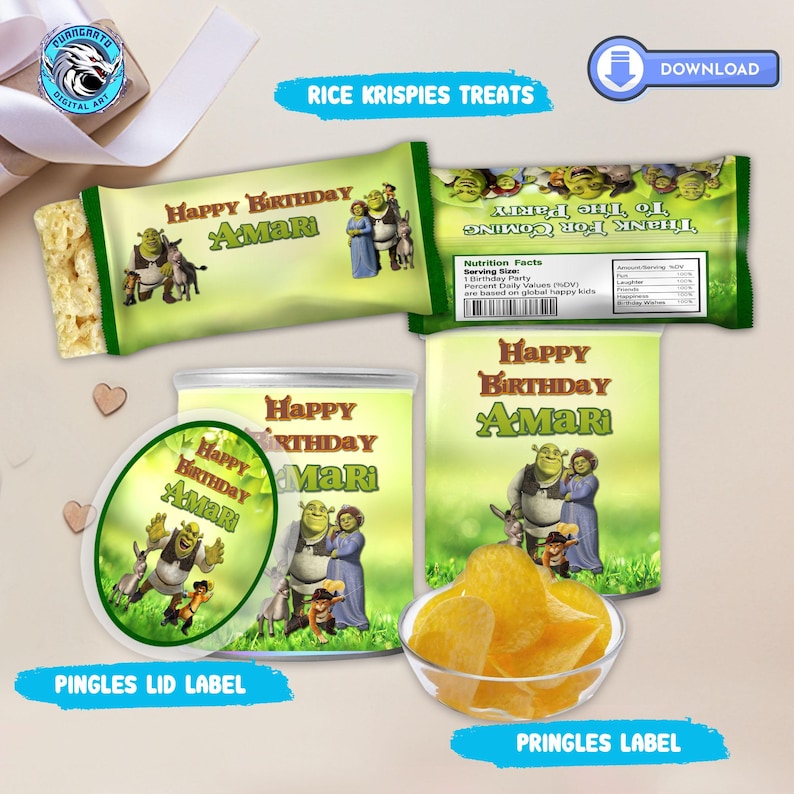 Printable Shrek Birthday Party Bundle: Centerpieces & Cake Topper ...