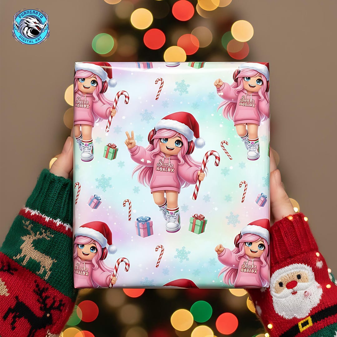 Roblox Girl Christmas Wrapping Paper: Pink Video Game Theme - Etsy