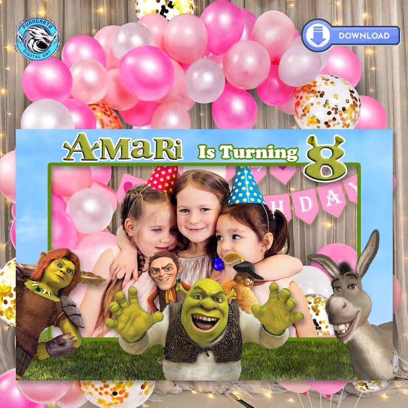 Shrek Birthday Photo Booth Frame: Printable Party Decoration (digital ...