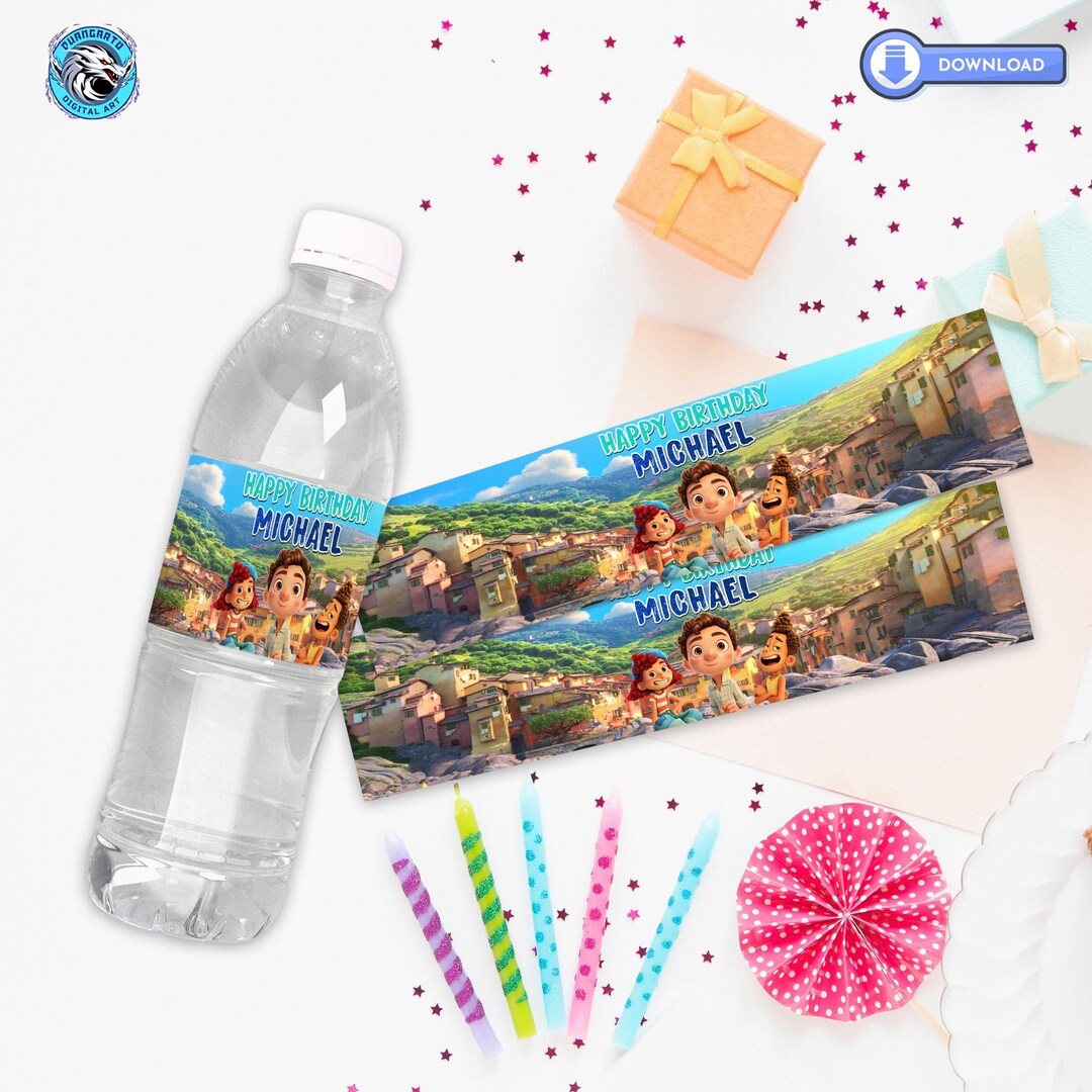 Printable Luca Water Bottle Label With Name, Luca Birthday Party Favors ...