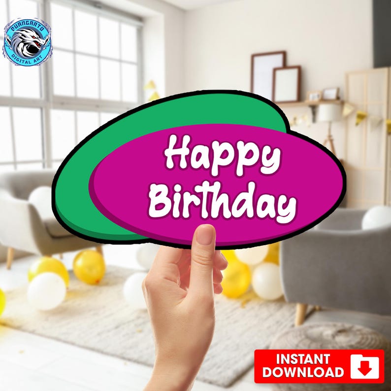 Printable Barney Photo Booth Props, Barney and Friends Birthday Decor ...