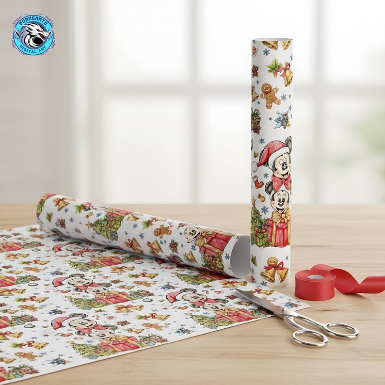 Mickey Mouse Christmas Wrapping Paper: Holiday Disney Gift Wrap - Etsy