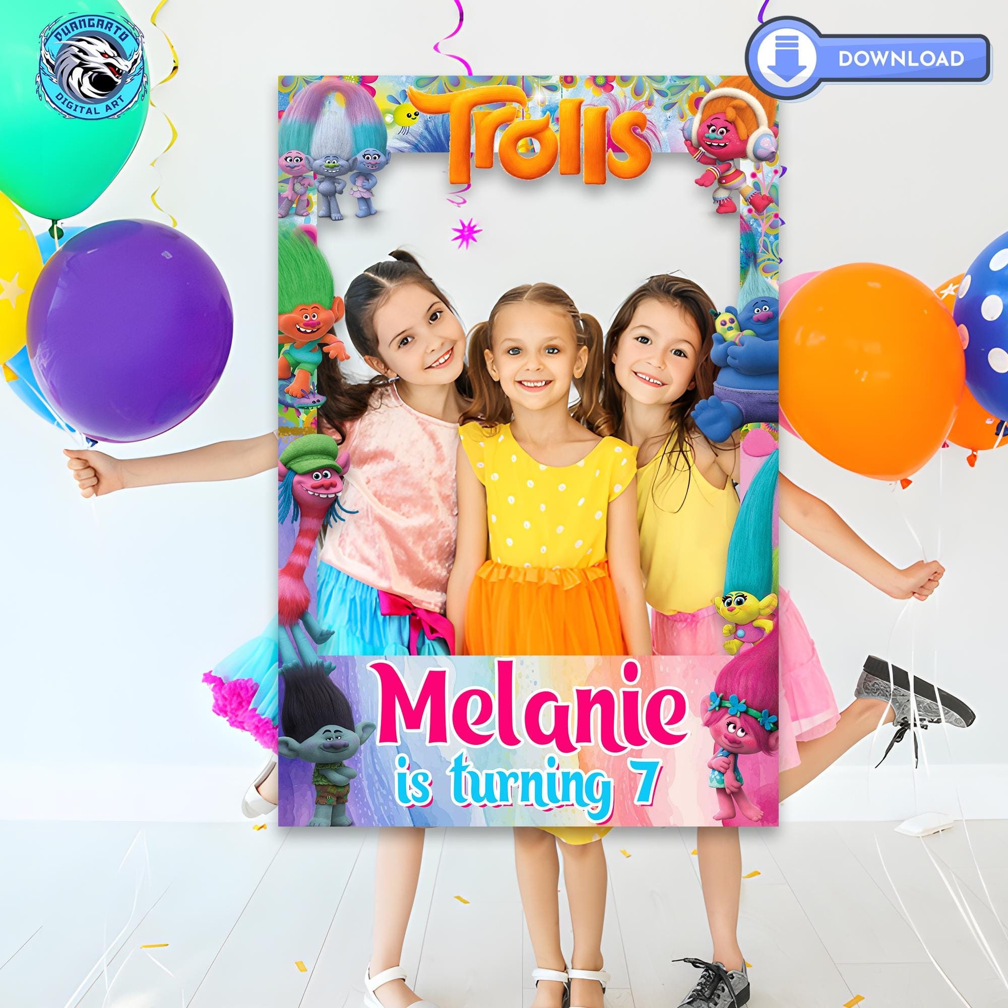 Trolls Birthday Photo Booth Frame: Band Together Party Decor (digital ...