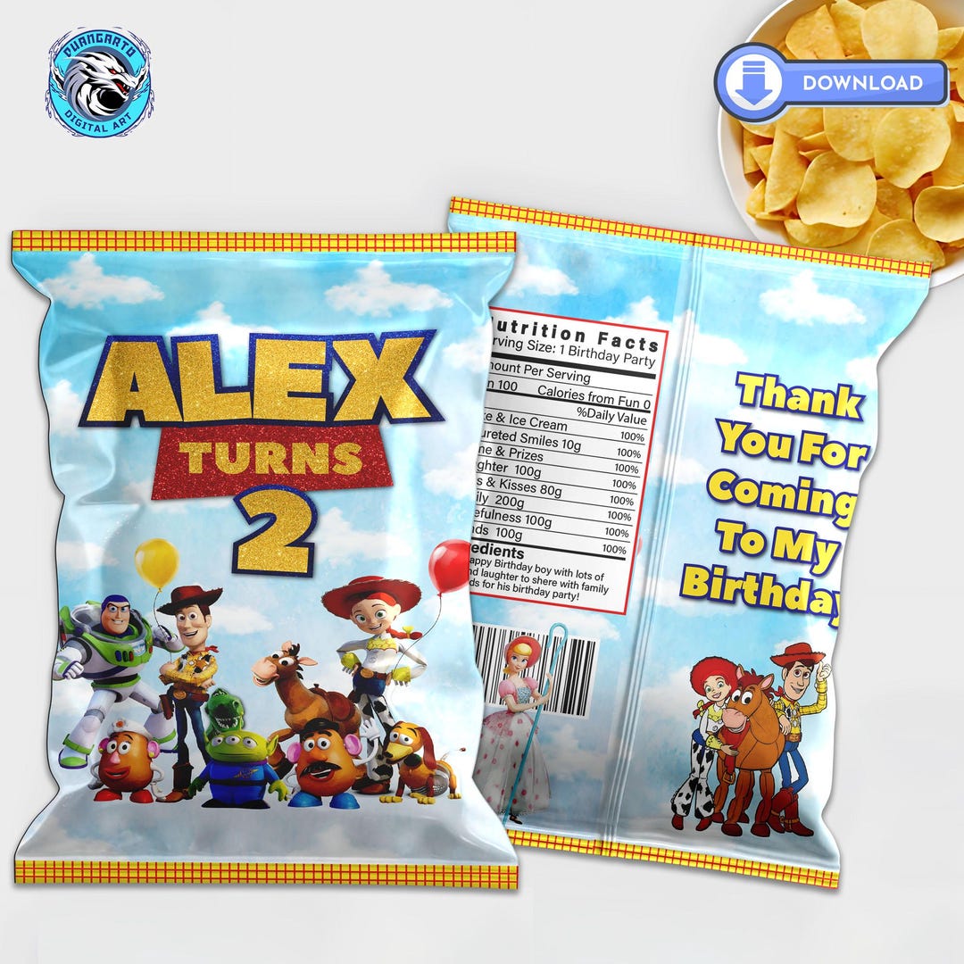 Toy Story Birthday Chip Bag: Blue Cloud Decor (digital Download) - Etsy