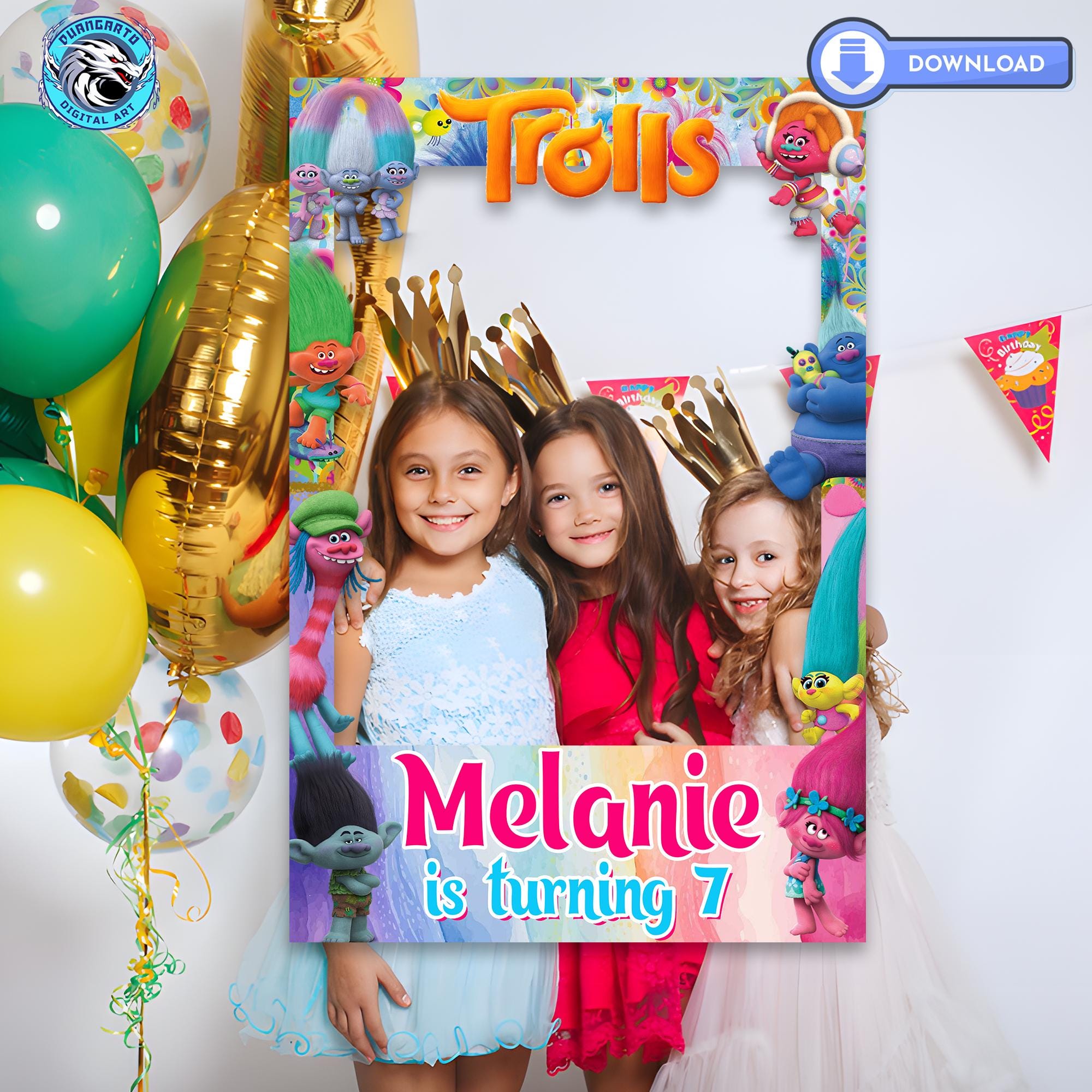 Trolls Birthday Photo Booth Frame: Band Together Party Decor (digital ...