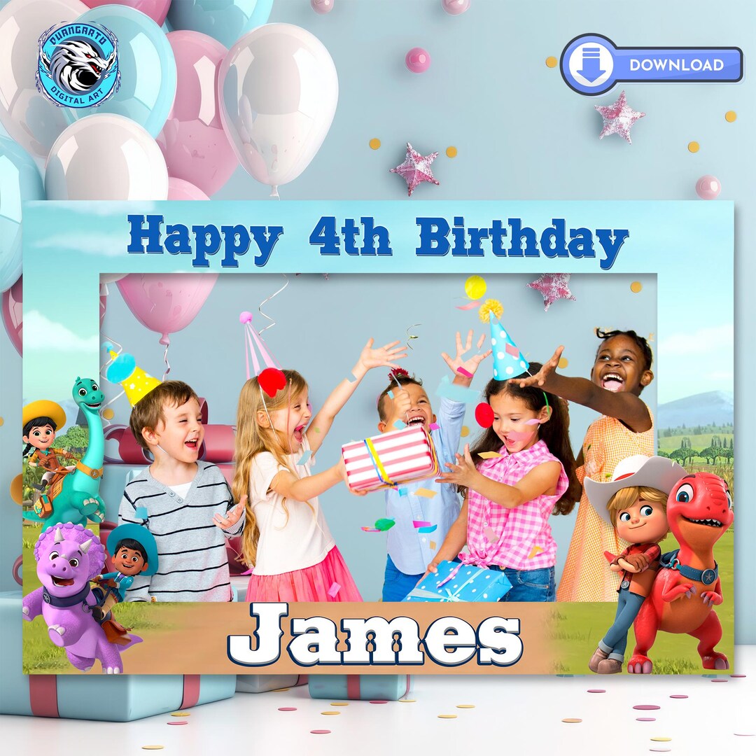 Dinoranch Photobooth Frame Printable, Dino Ranch Birthday Party ...