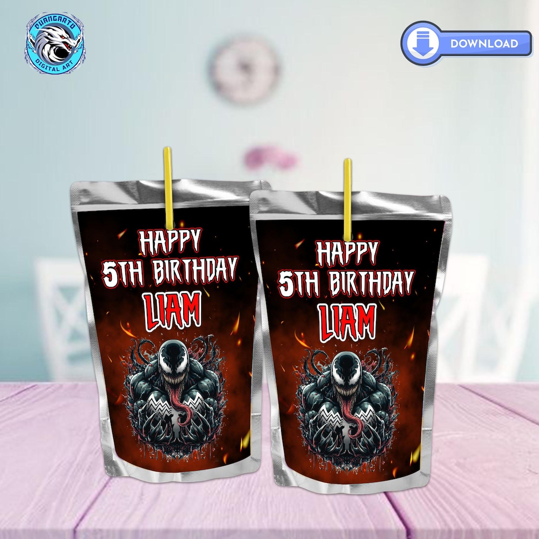 Printable Venom Birthday Capri Sun Labels: Personalized Party Favor ...