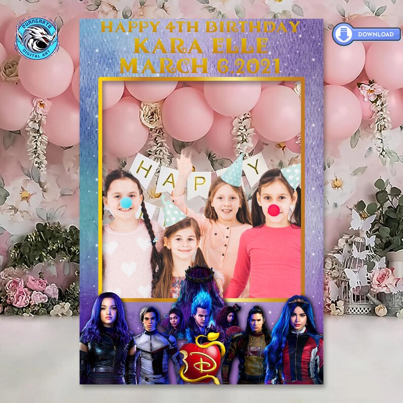 Descendants Birthday Photo Booth Frame: Custom Party Prop (digital ...