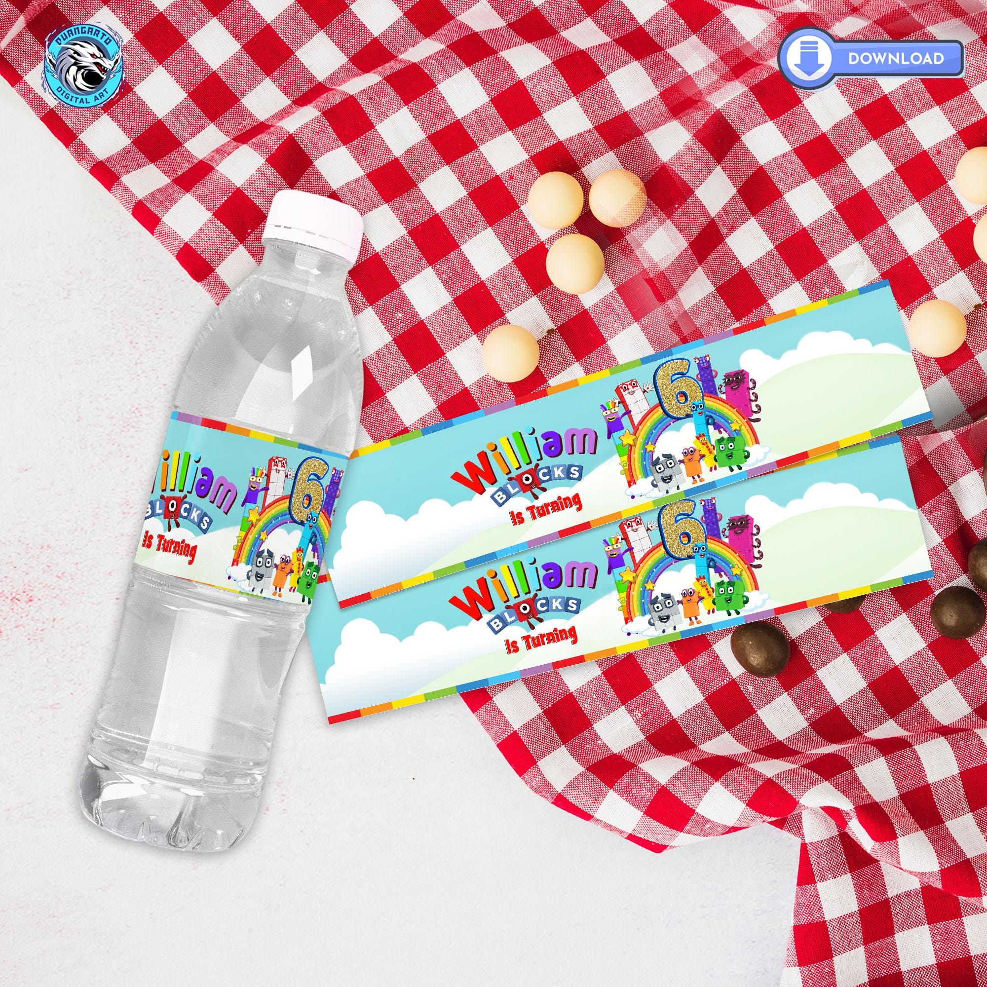 Printable Numberblocks Birthday Water Bottle Labels, Number Blocks ...