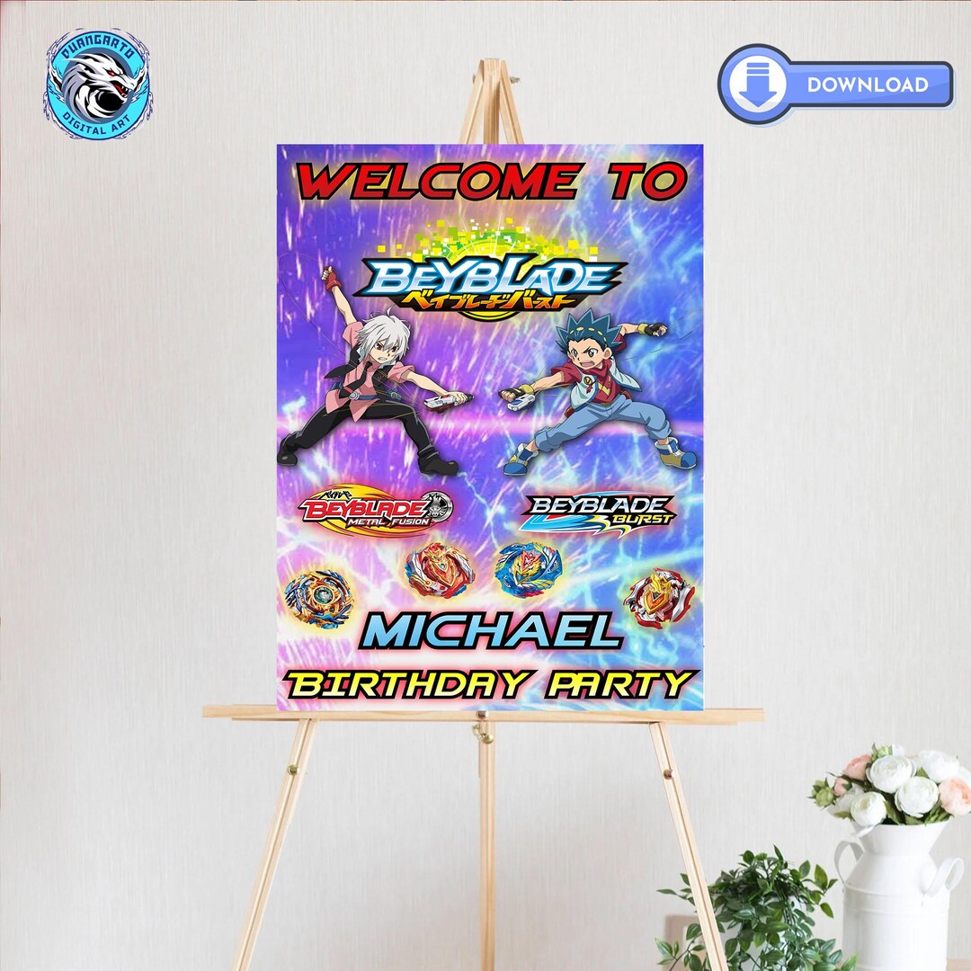Printable Beyblade Birthday Welcome Sign, Beyblade Birthday Party for ...