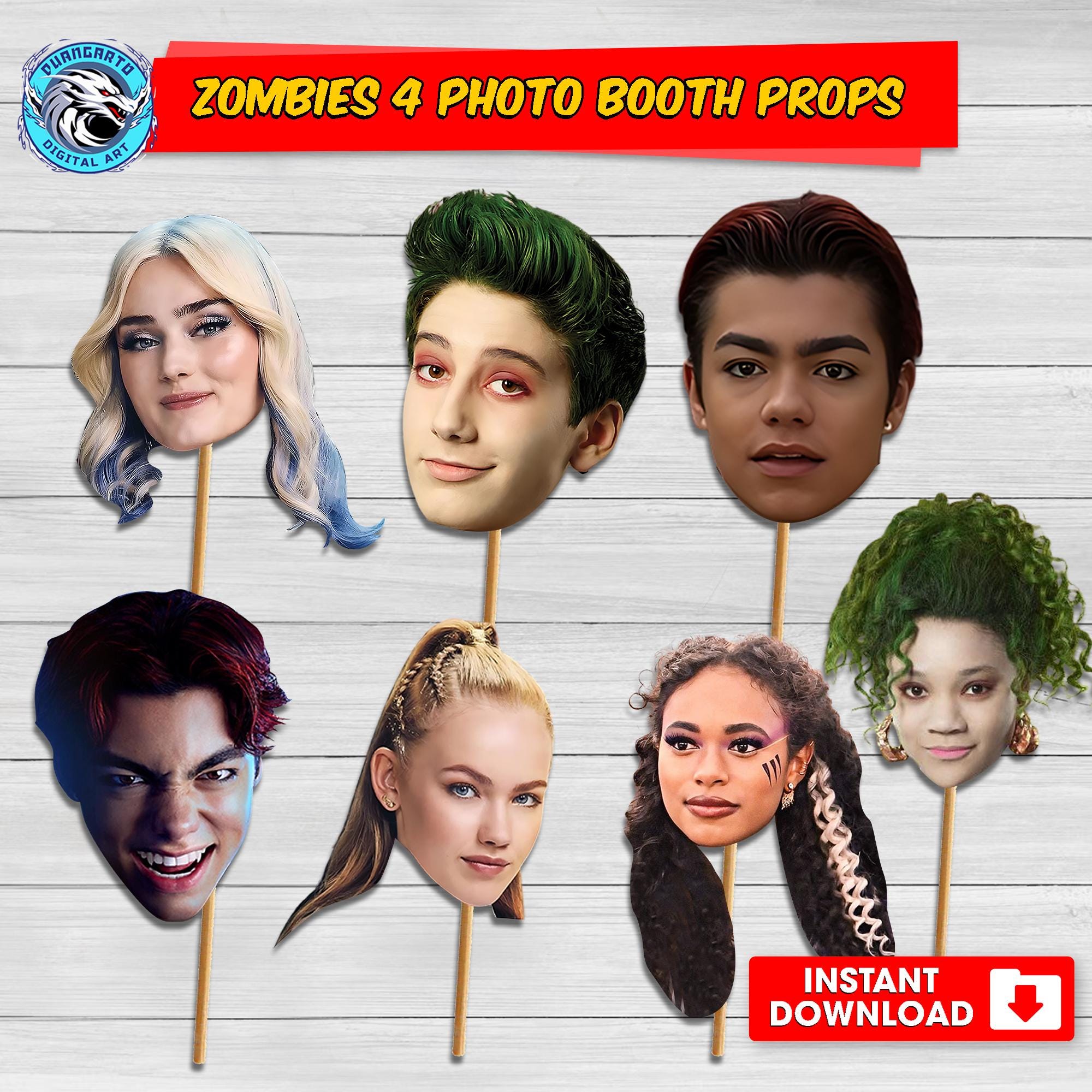 Zombies 4 Photo Booth Props: Printable Party Favors (digital Download ...