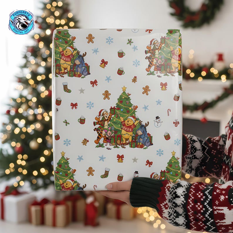 Winnie the Pooh Christmas Wrapping Paper: Holiday Gift Wrap - Etsy