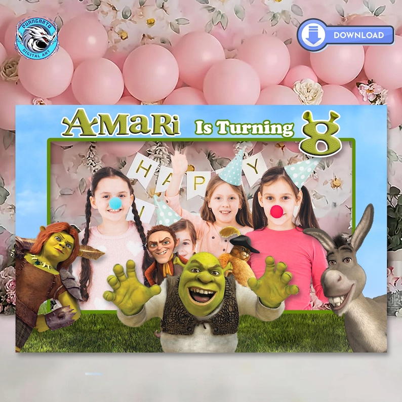 Shrek Birthday Photo Booth Frame: Printable Party Decoration (digital ...
