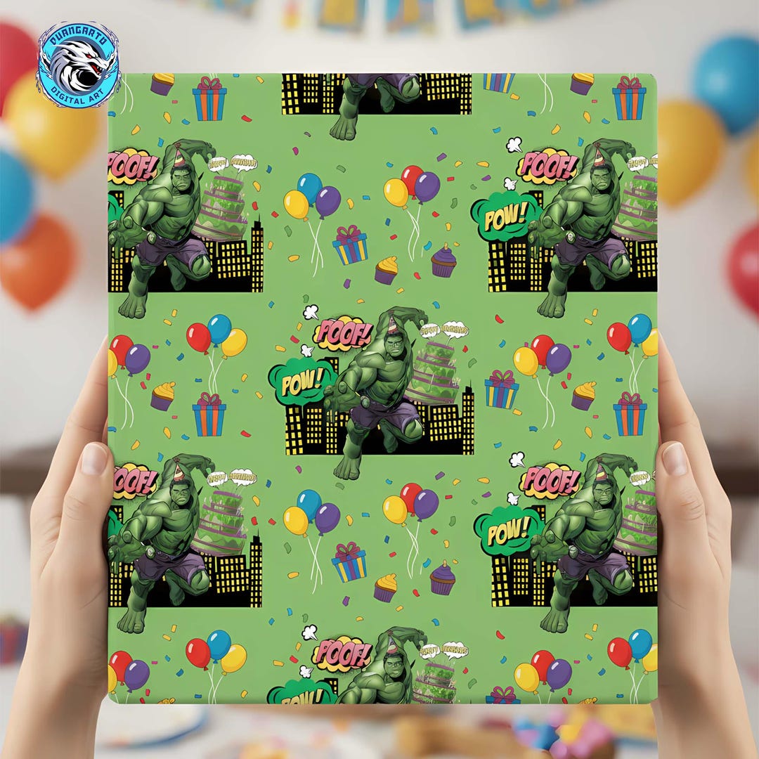 Hulk Wrapping Paper: Superhero Birthday Gift Wrap for Boys - Etsy