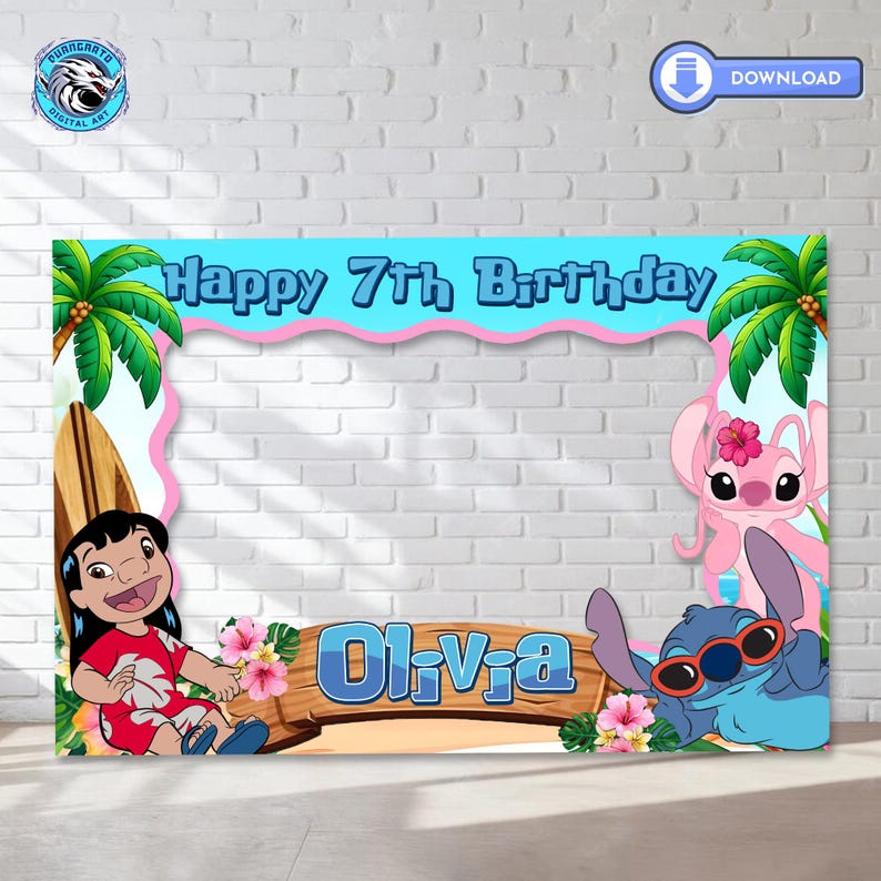 Personalized Lilo Stitch Photo Booth Frame, Custom Kids Birthday ...