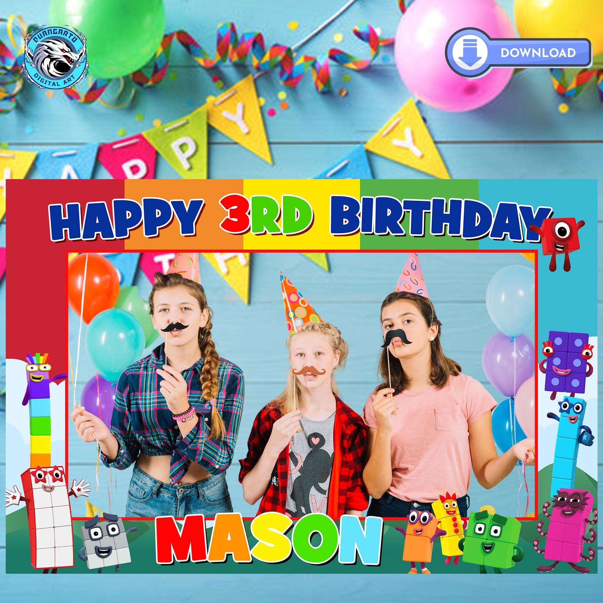 Numberblocks Booth Frame Digital Download, Custom Photo Booth Frame for ...