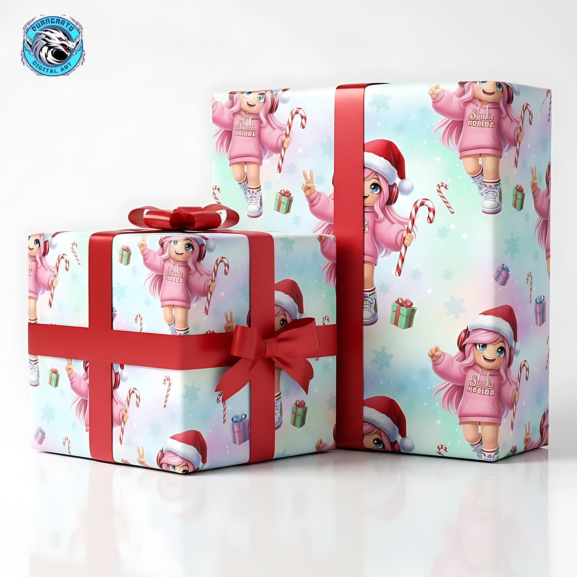 Roblox Girl Christmas Wrapping Paper: Pink Video Game Theme - Etsy