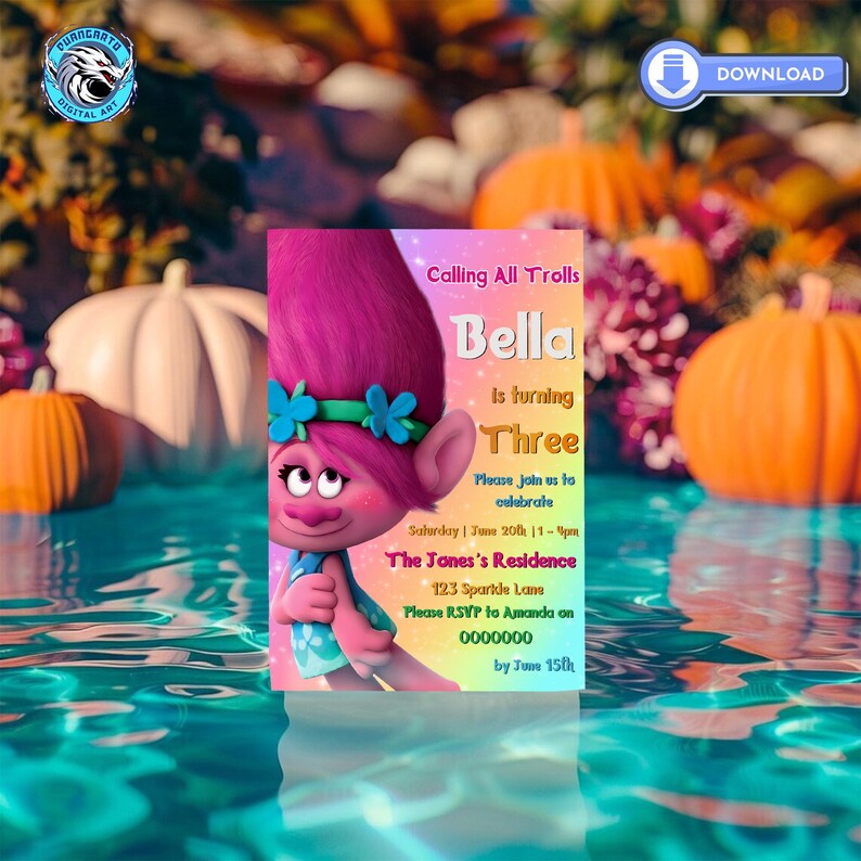 Trolls Poppy Birthday Invitation: Girls Party Theme (digital Download ...