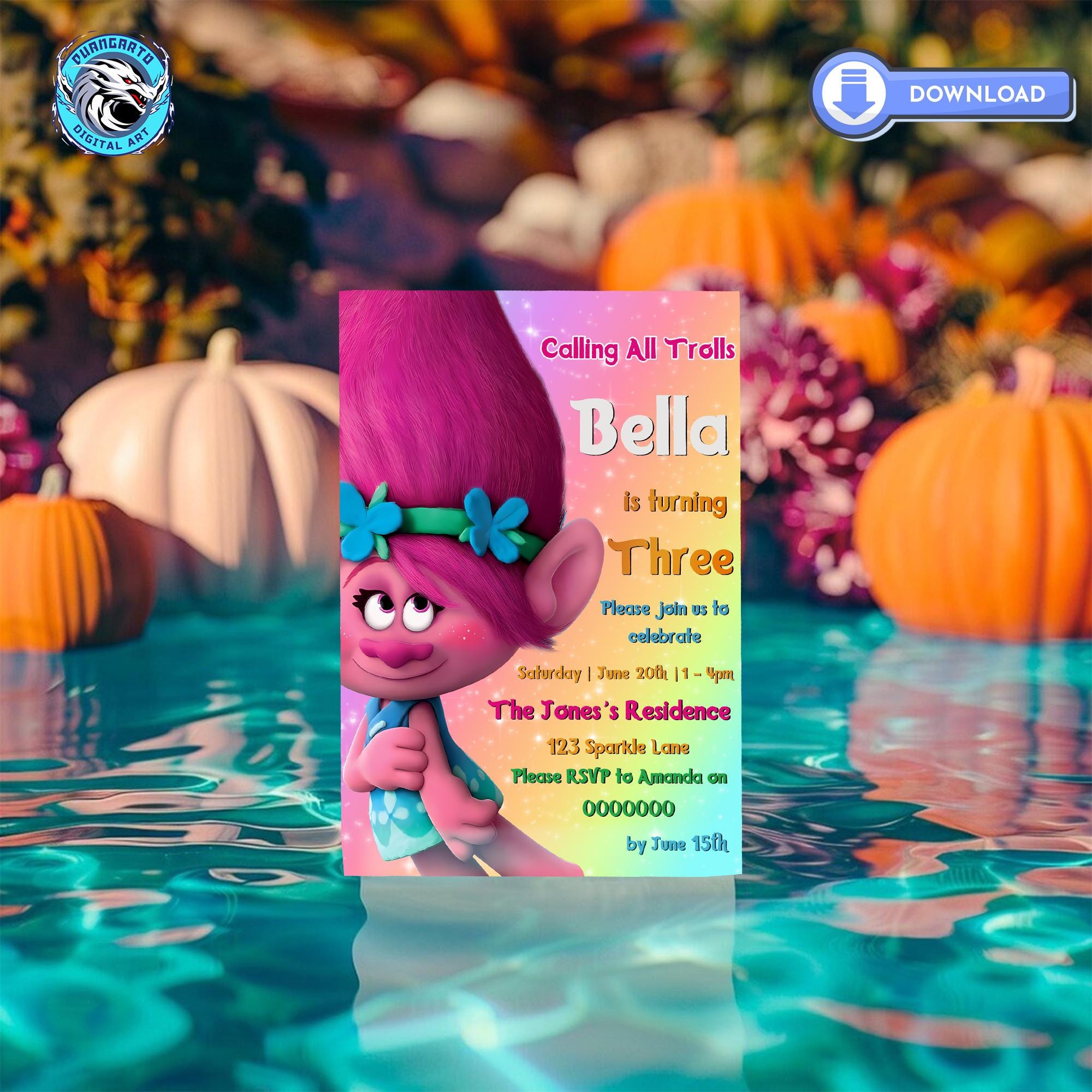 Trolls Poppy Birthday Invitation: Girls Party Theme (digital Download ...