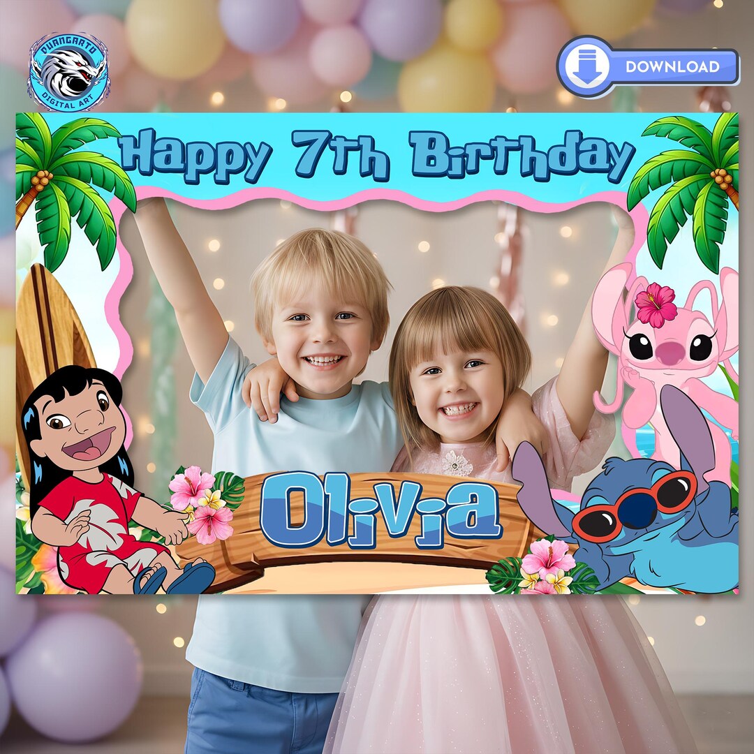 Personalized Lilo Stitch Photo Booth Frame, Custom Kids Birthday ...