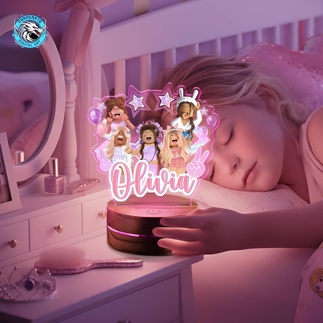 Personalized Block Girl Night Light, Pink Besties Birthday Gift - Etsy