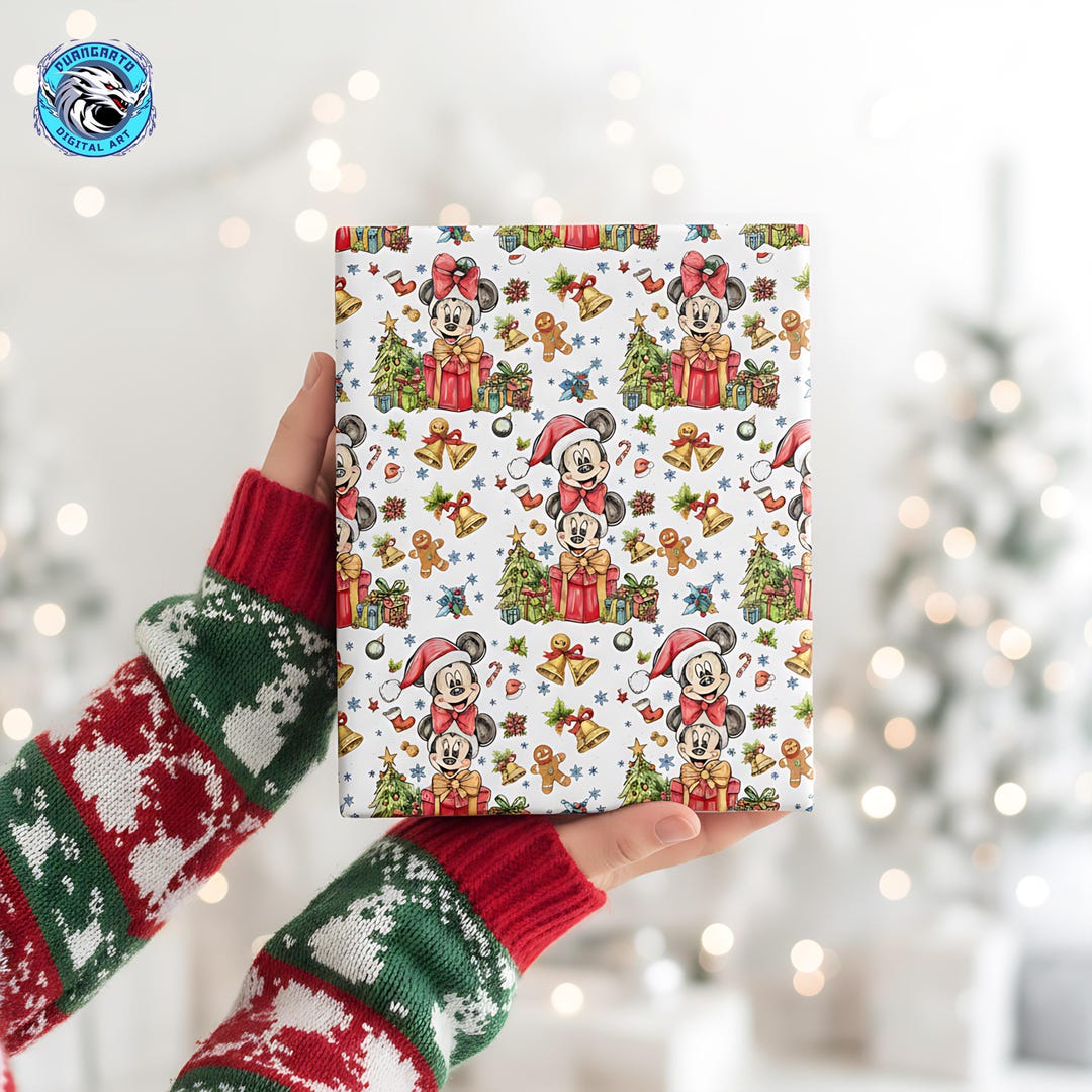 Mickey Mouse Christmas Wrapping Paper: Holiday Disney Gift Wrap - Etsy