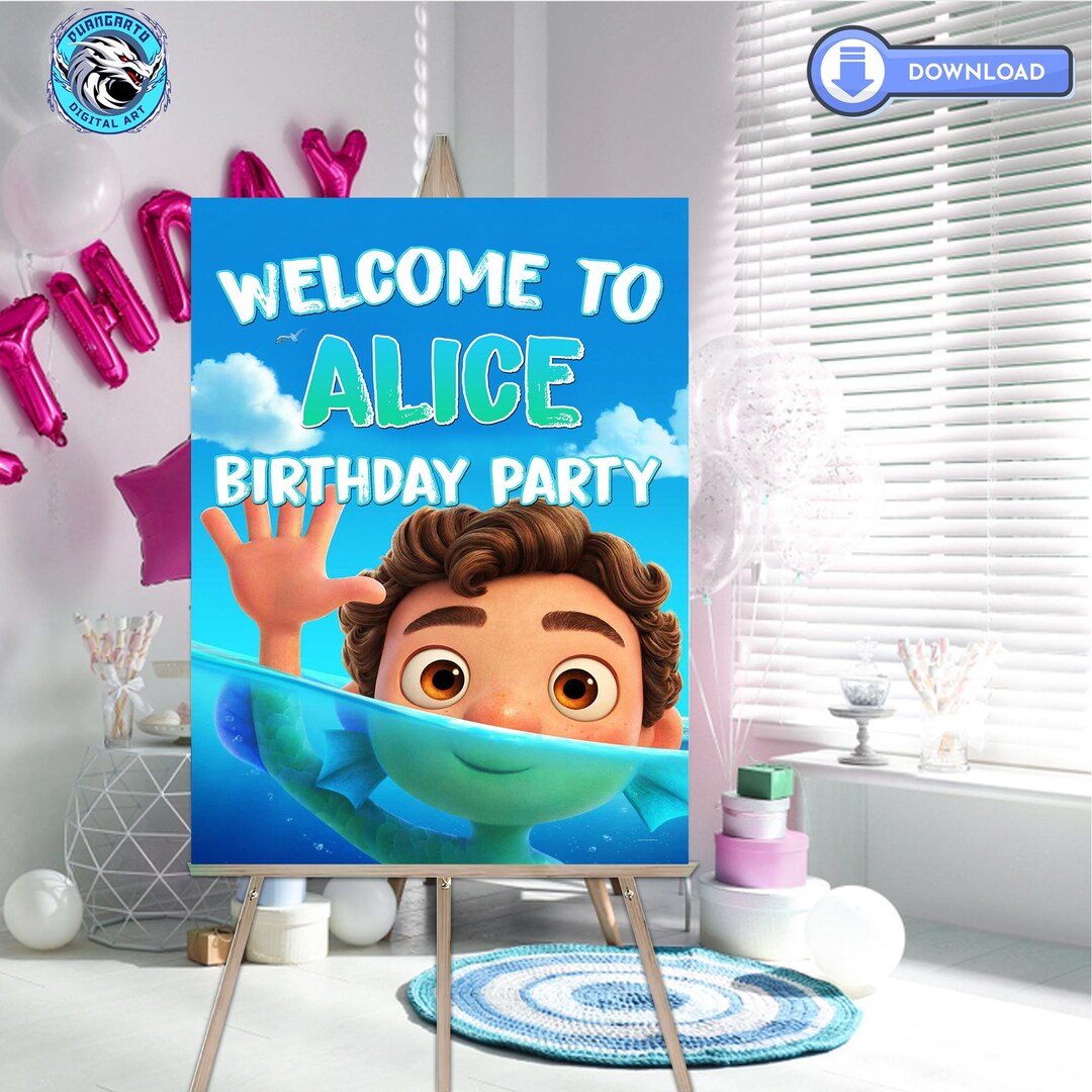 Luca Birthday Welcome Sign: Ocean Theme Party Decor (digital Download ...