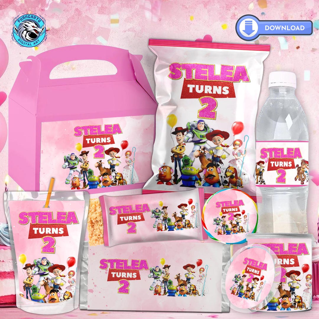 Printable Toy Story Birthday Girl Party Bundles, Pink Toy Story Theme ...