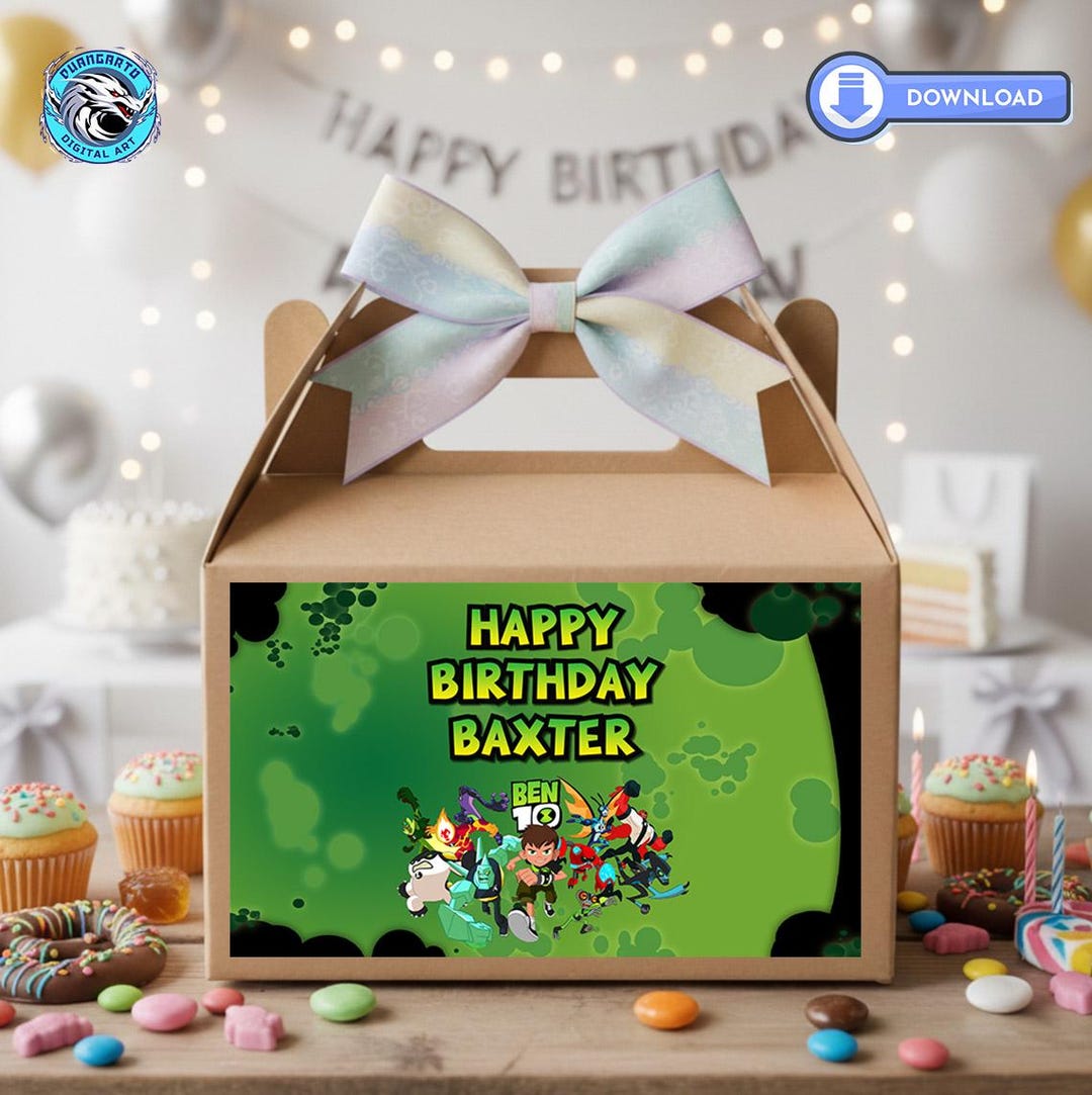 Personalized Ben 10 Gable Box Label: Digital Download Birthday Party ...