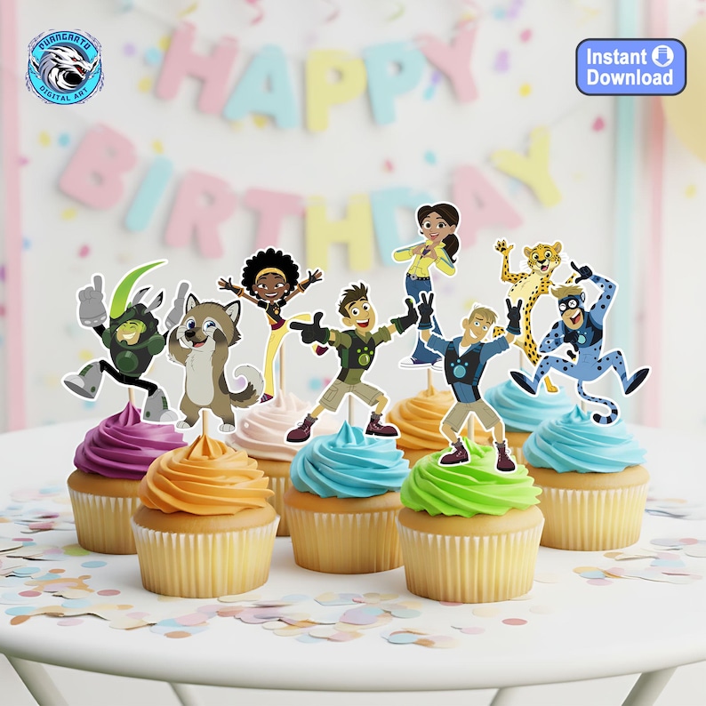 Wild Kratts Birthday Cupcake Toppers: Safari Party Decor (digital ...