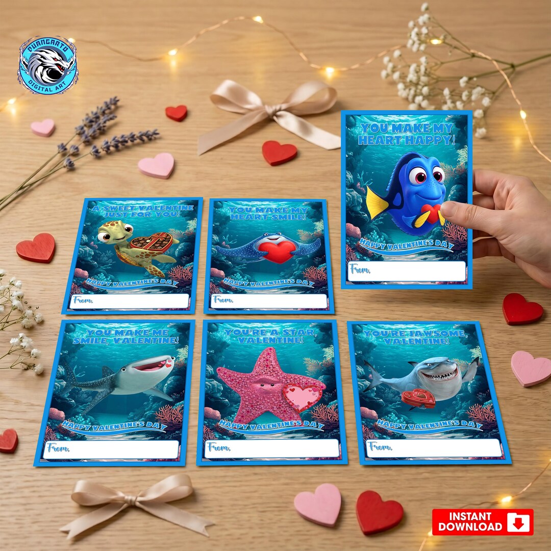Finding Dory Valentine Cards Printable, Ocean Classroom Exchange, Kids ...