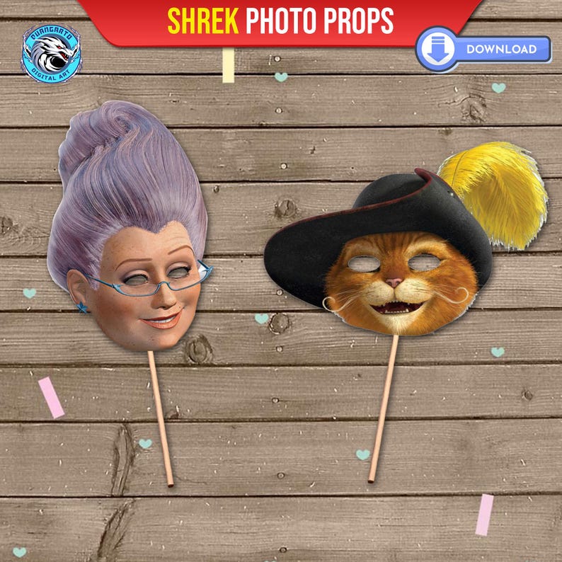 Shrek Photo Booth Props: Birthday Party Printables (digital Download ...