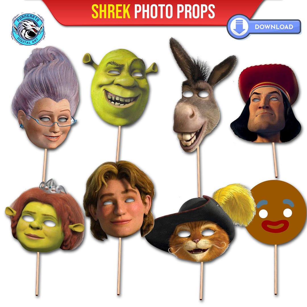 Shrek Photo Booth Props: Birthday Party Printables (digital Download ...