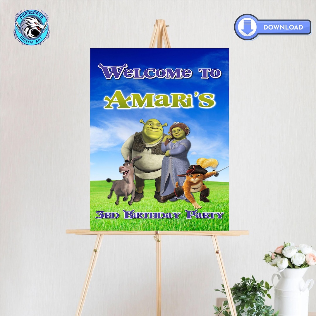 Shrek Welcome Sign Digital Download, Shrek Themed Party Decorations ...