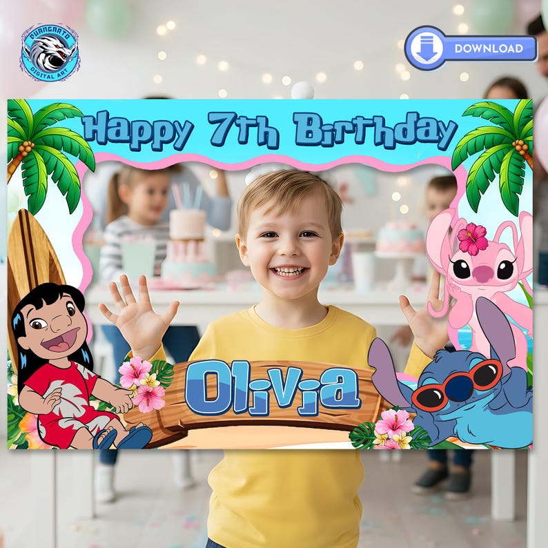 Personalized Lilo Stitch Photo Booth Frame, Custom Kids Birthday ...