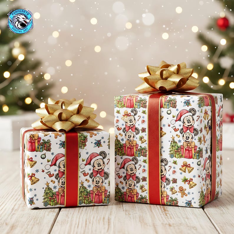 Mickey Mouse Christmas Wrapping Paper: Holiday Disney Gift Wrap - Etsy