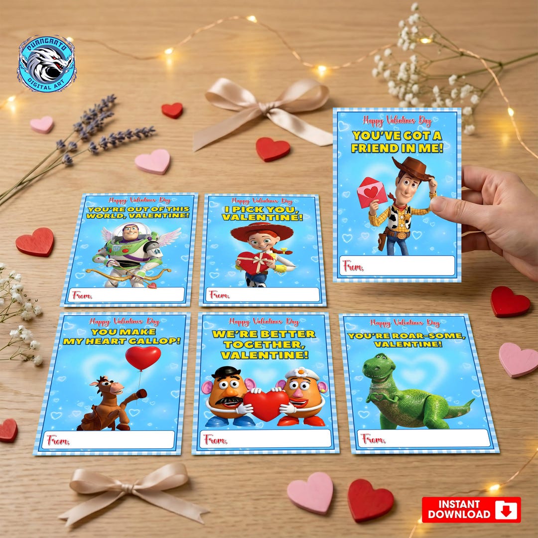 Toy Story Valentine Cards Printable, Kids Valentine Set, Woody Buzz ...