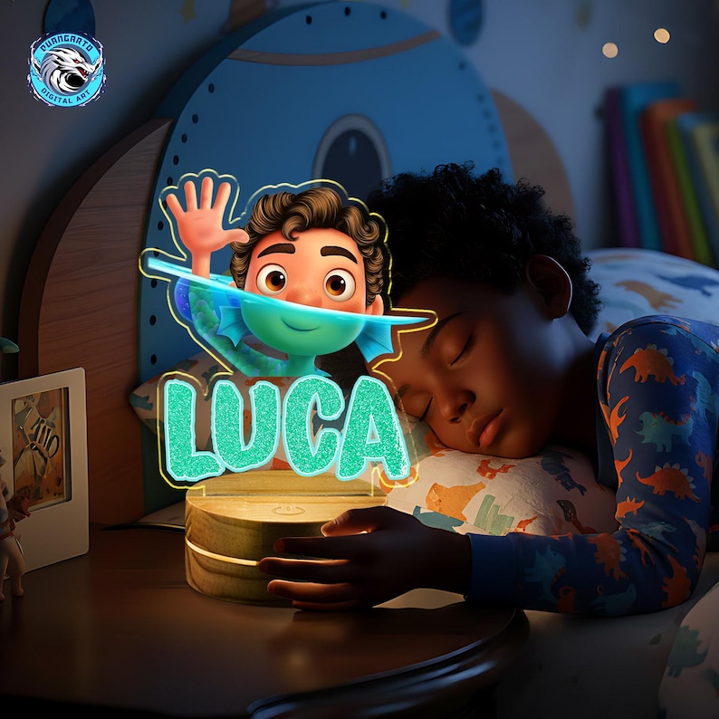 Personalized Luca Ocean Night Light, Custom Name LED Lamp for Kids - Etsy