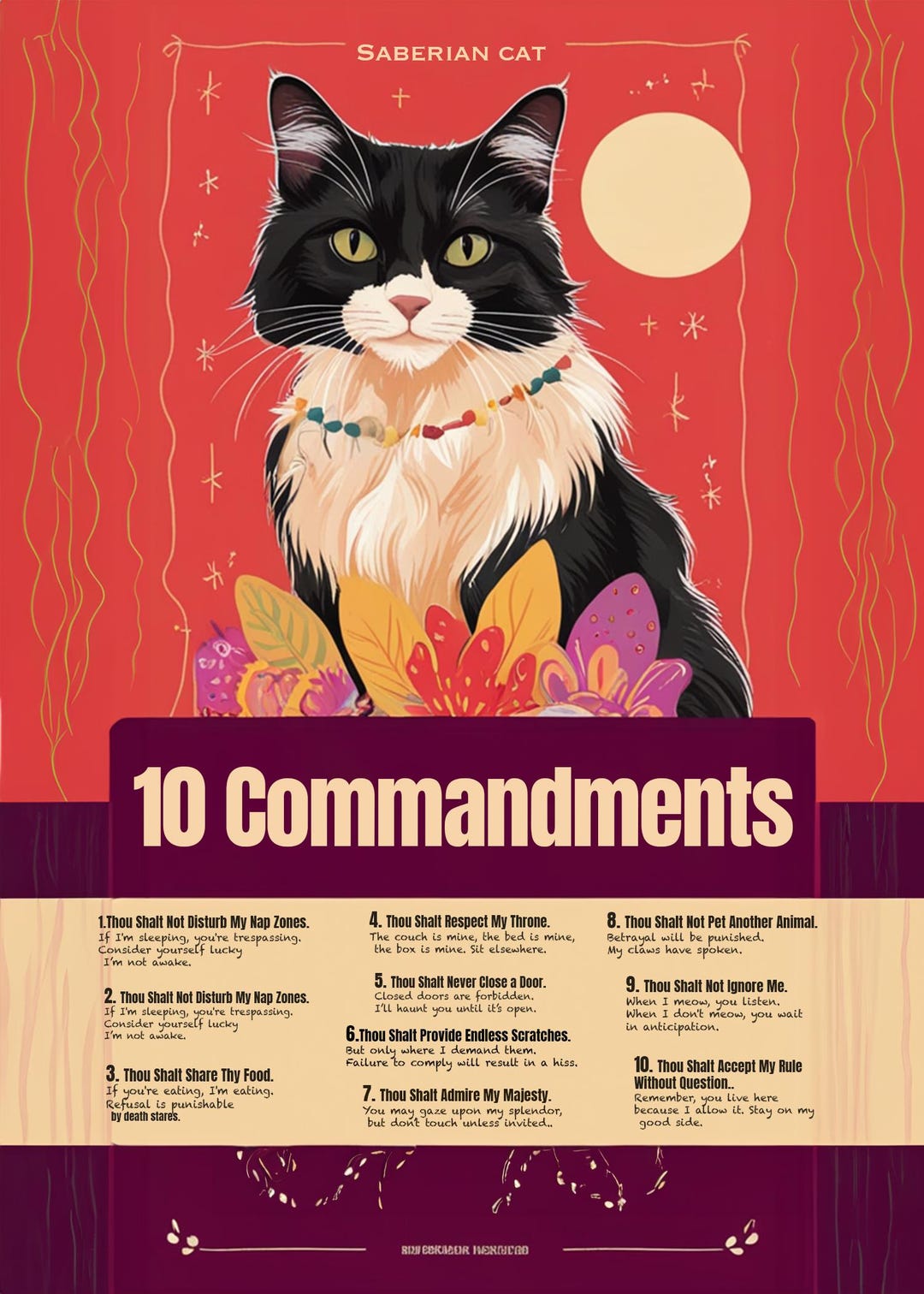 The 10 Commandments of Cats: A Hilarious House Rule Poster for Cat ...
